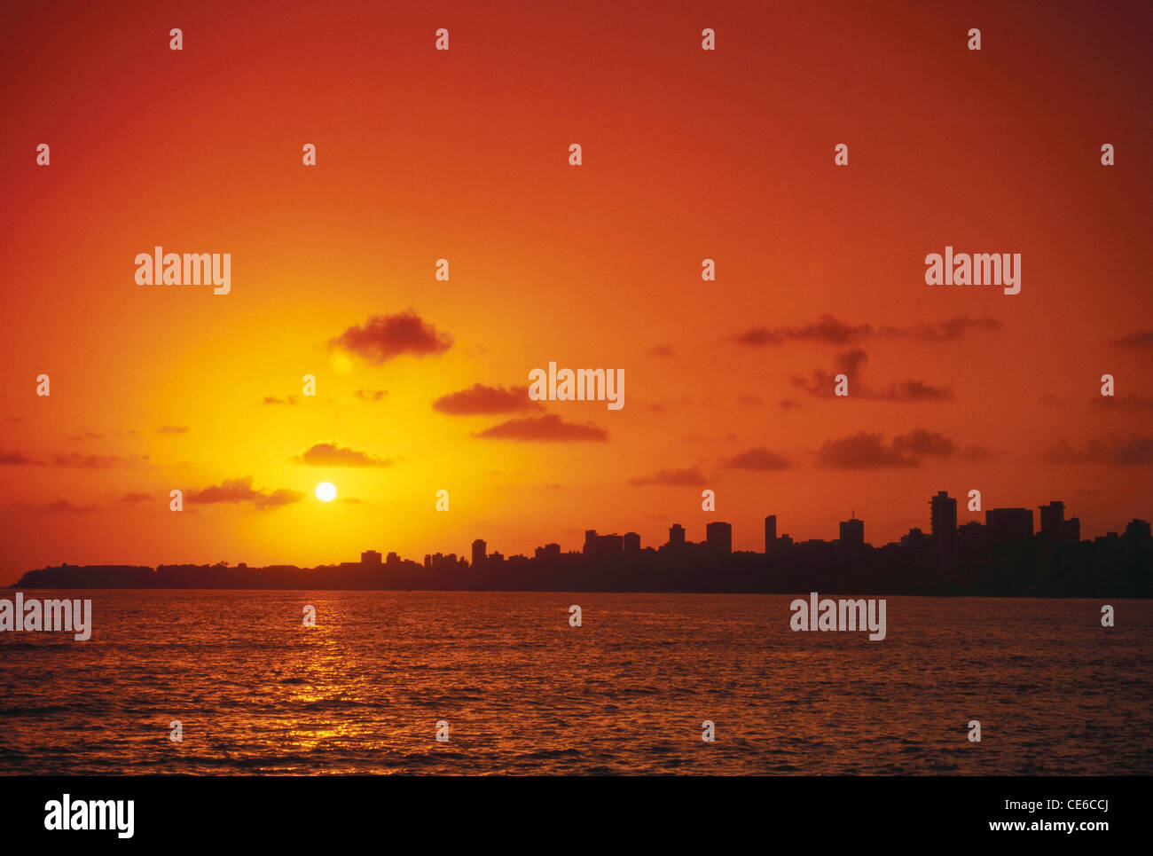 Malabar Hill skyline at sunset from marine drive chowpatty ; bombay ...