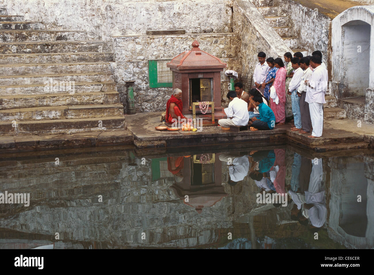 People praying at Brahma kund pond tala Cauvery ; kodagu Coorg ...