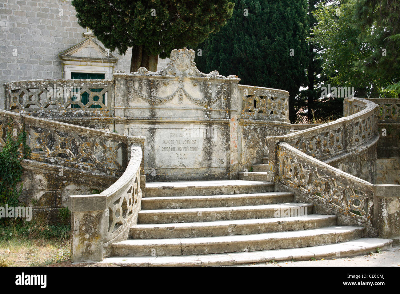 Spectacular stairs leading to church in Kuna Peljeska, Croatia Stock ...