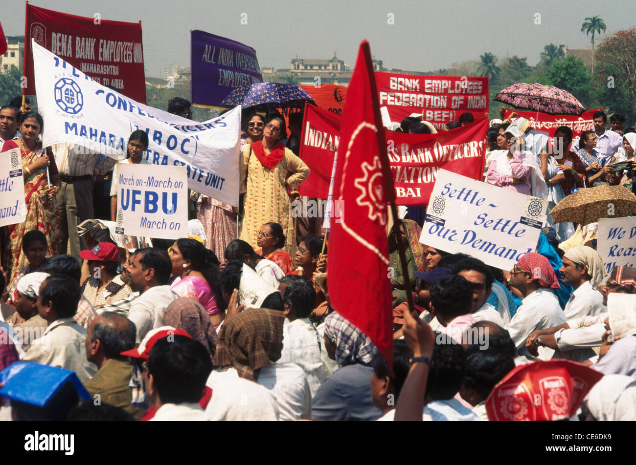 Protest demonstration agitation by Bank employees on strike ; bombay ...