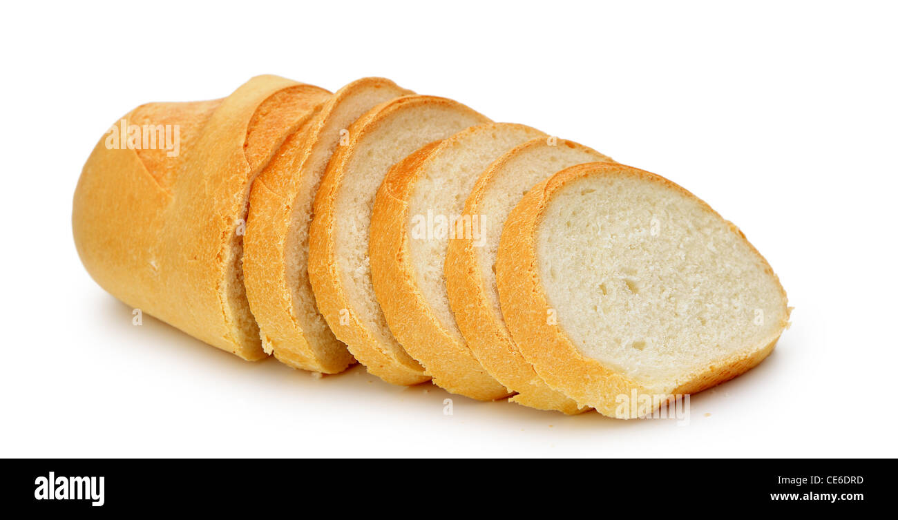 The cut bread. It is isolated on a white background Stock Photo - Alamy