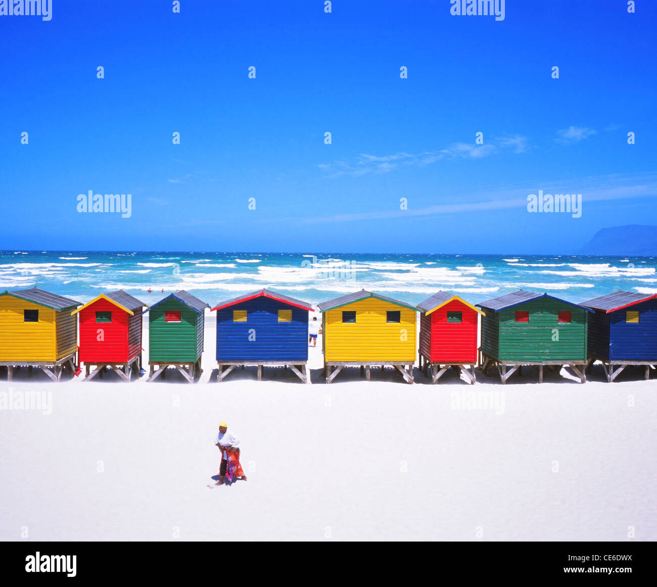 Colourful beach huts, Muizenberg, Cape Peninsula, South Africa Stock ...