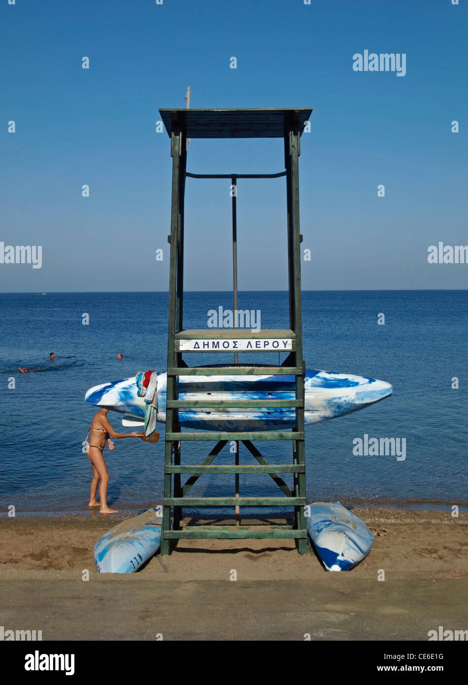 lifeguard tower - Alinda beach- Leros - Greece Stock Photo - Alamy