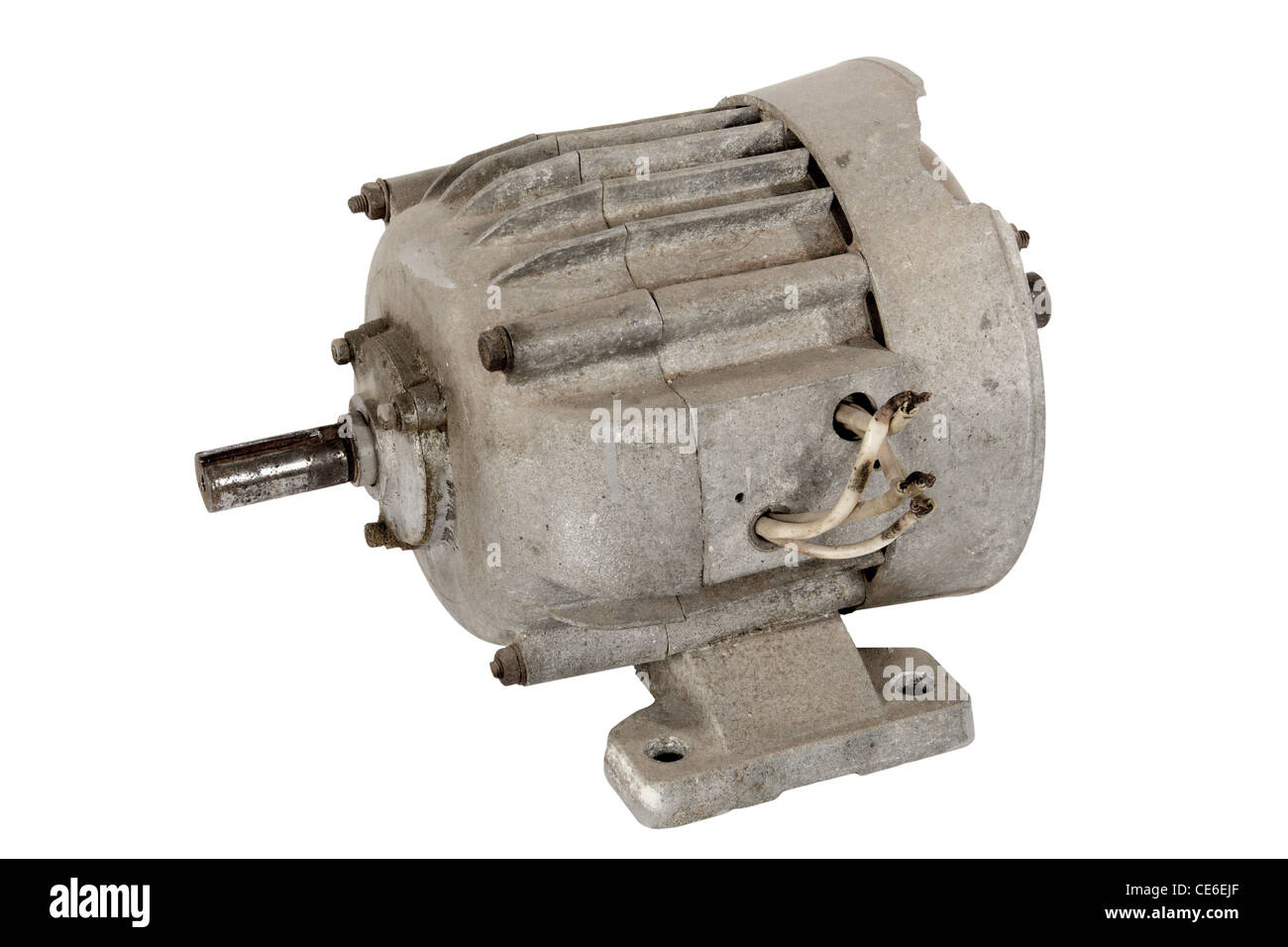 Old electric motor, isolated on a white background Stock Photo - Alamy