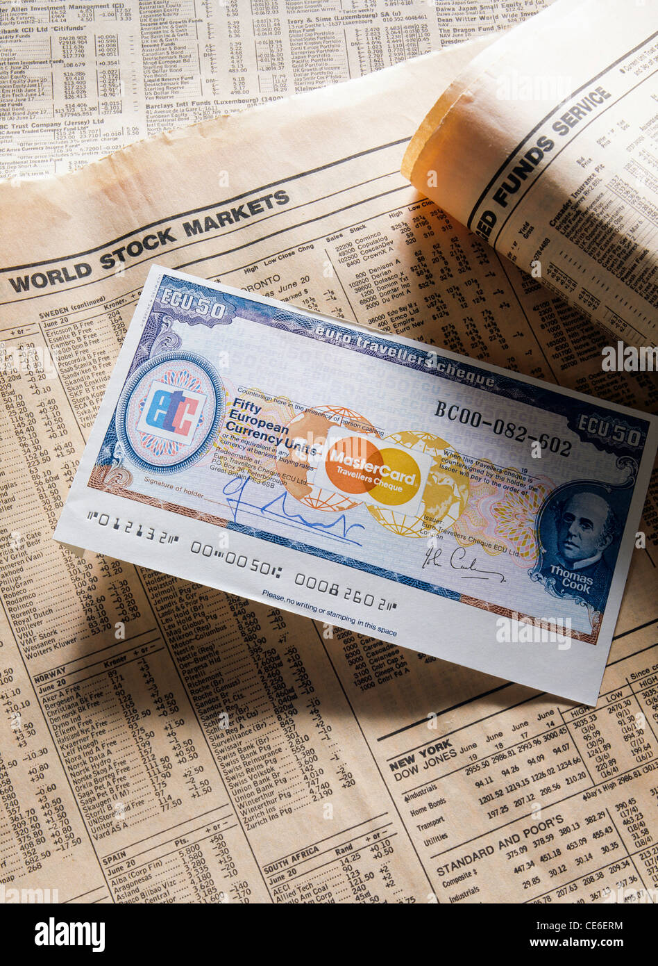 FORMER 50 ECU - European Currency Unit - TRAVELLERS CHEQUE ON FINANCIAL ...