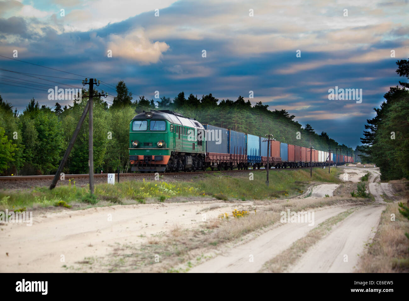 Freight diesel train Stock Photo - Alamy