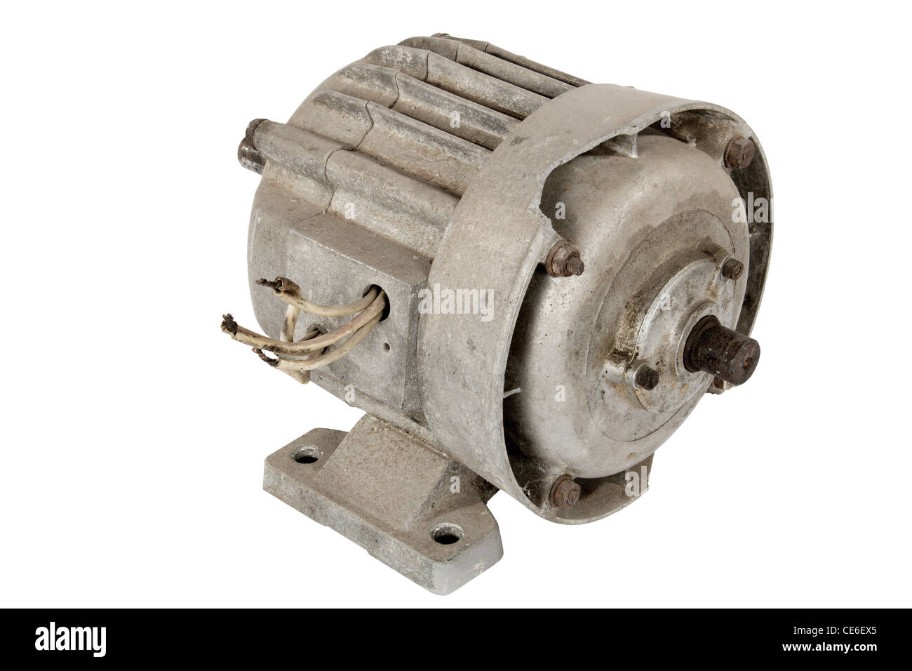 Old electric motor, isolated on a white background Stock Photo - Alamy