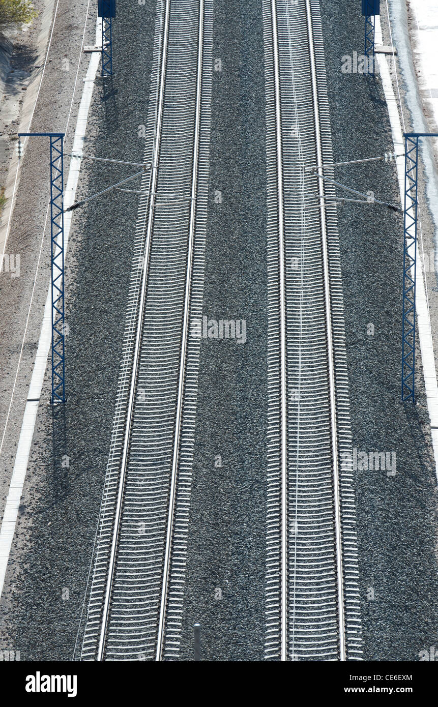 view of a railway line from above Stock Photo - Alamy