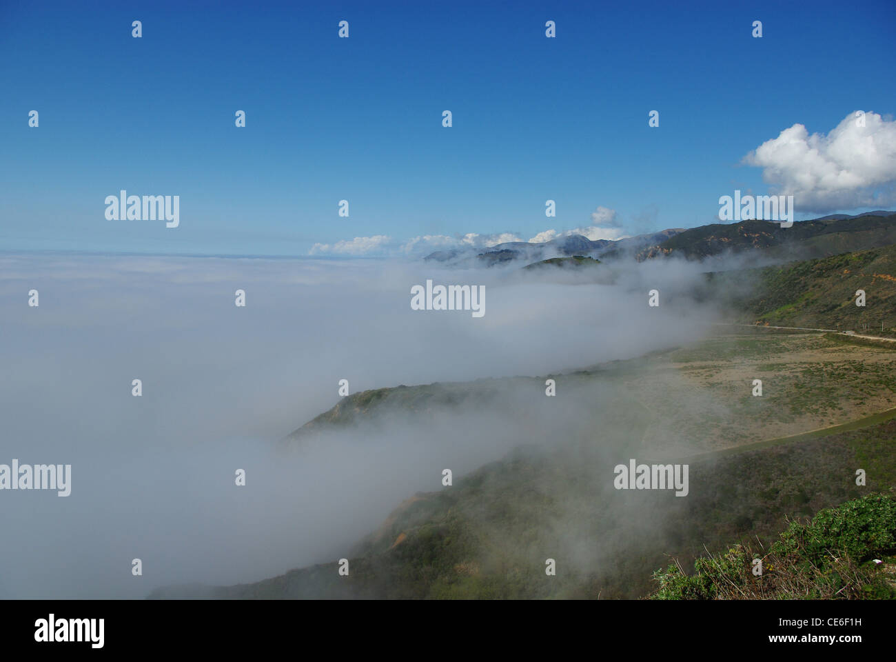 Fog on Pacific Ocean and coast, Highway 1, California Stock Photo - Alamy