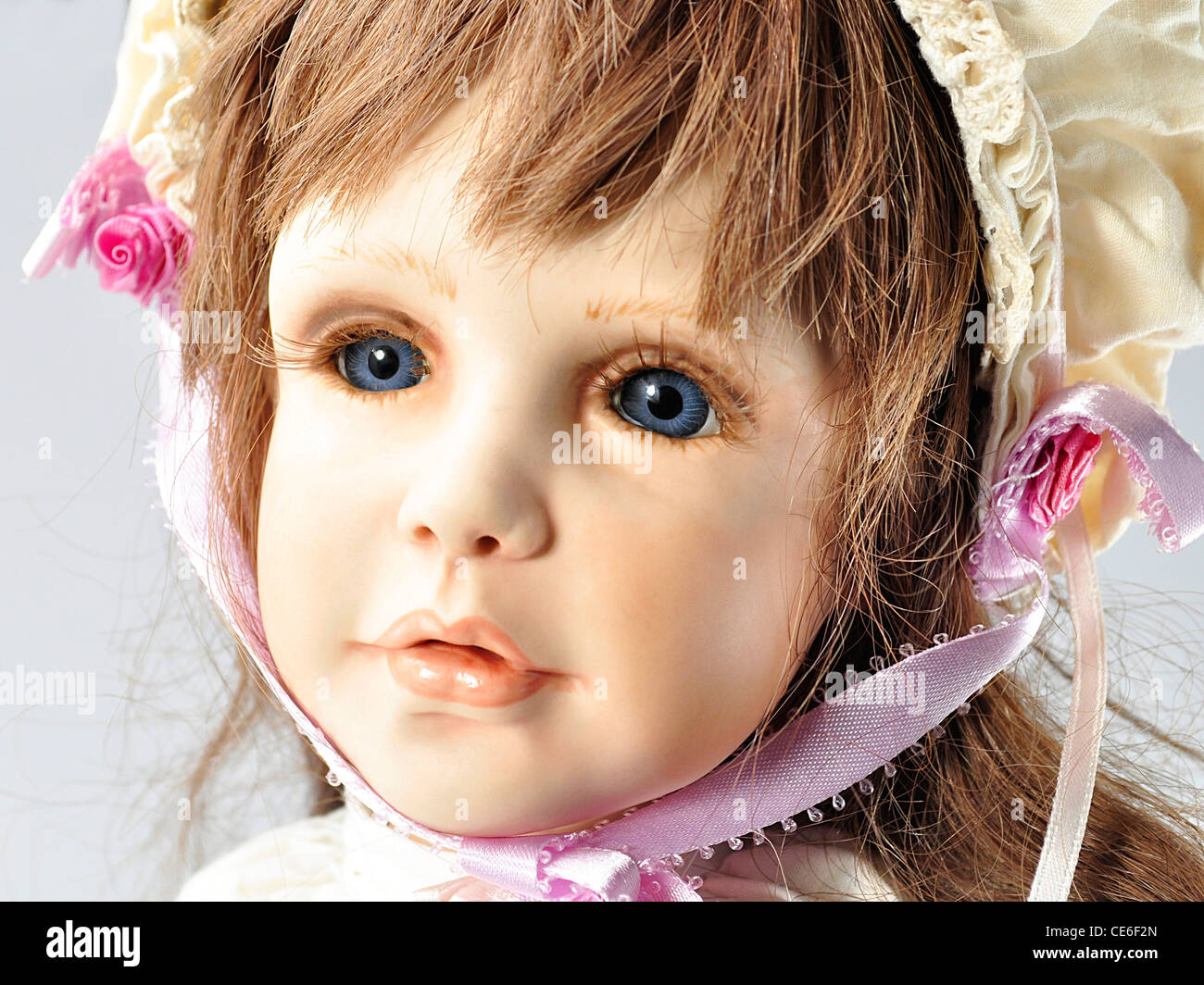 a vintage doll portrait , close up Stock Photo - Alamy