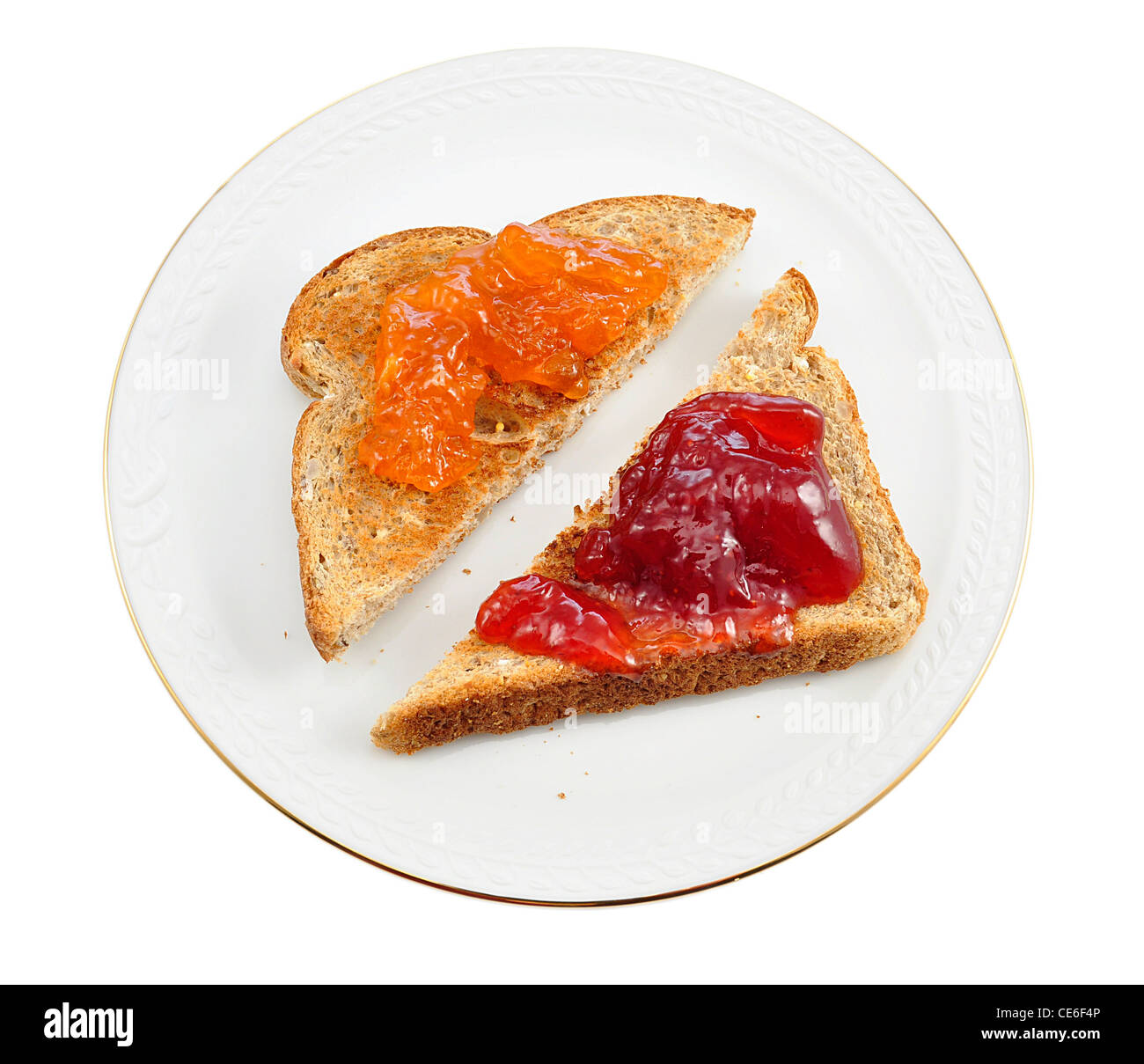 toasts with jam on a plate Stock Photo - Alamy