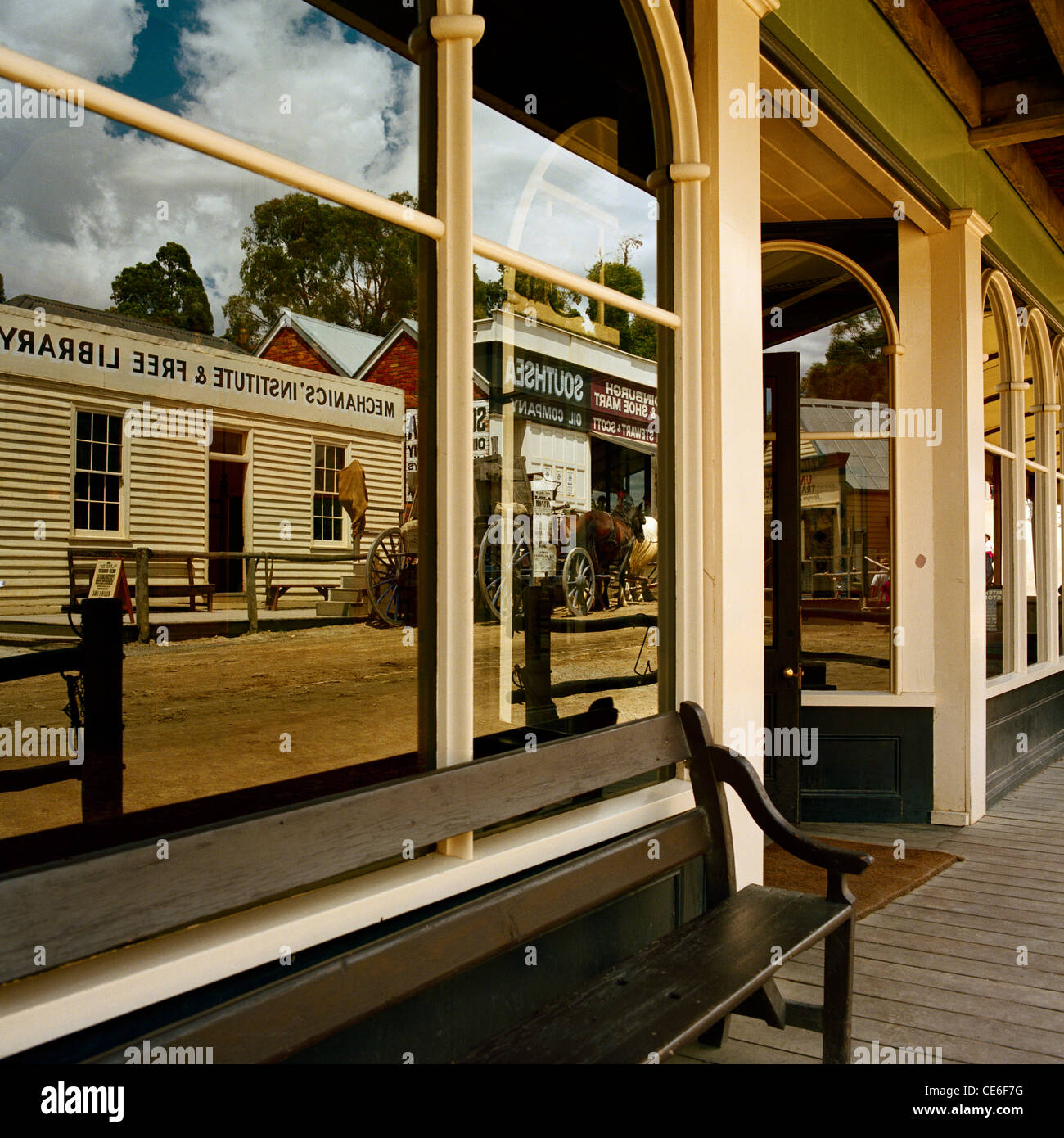 Window reflection Sovereign Hill Ballarat Victoria Australia Stock ...