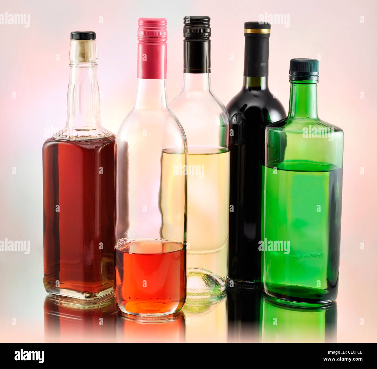 bottles with alcohol Stock Photo - Alamy