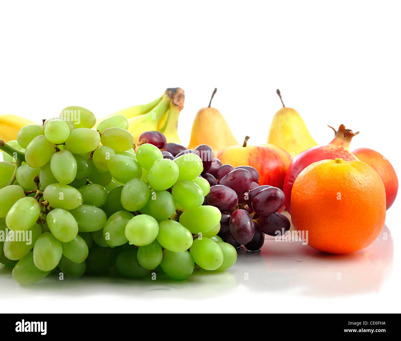 fresh fruits assortment on white background Stock Photo - Alamy