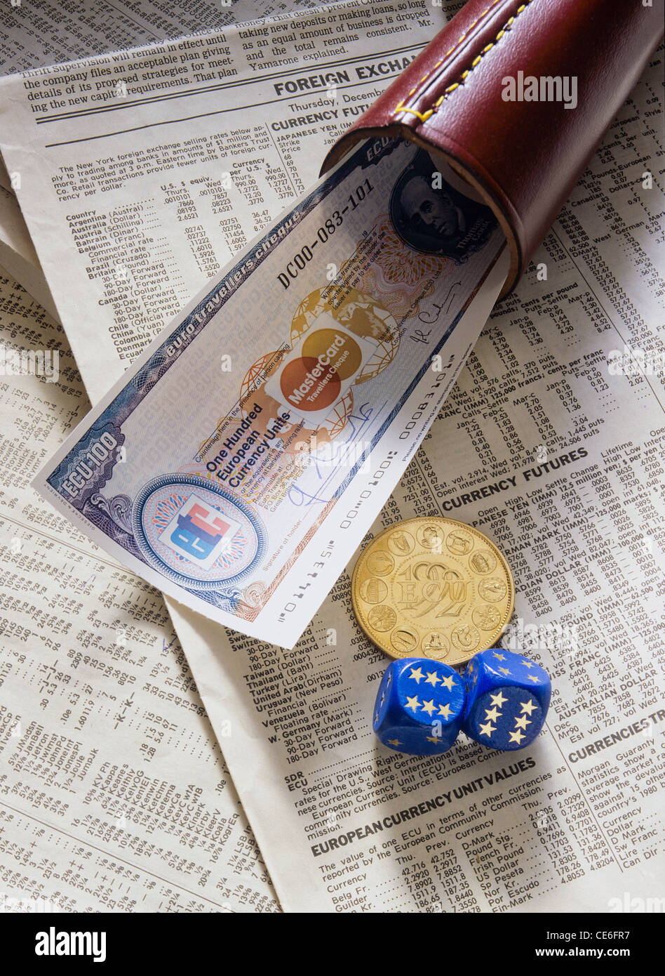 FORMER 100 ECU TRAVELLERS CHEQUE WITH 1 ECU - European Currency Unit ...