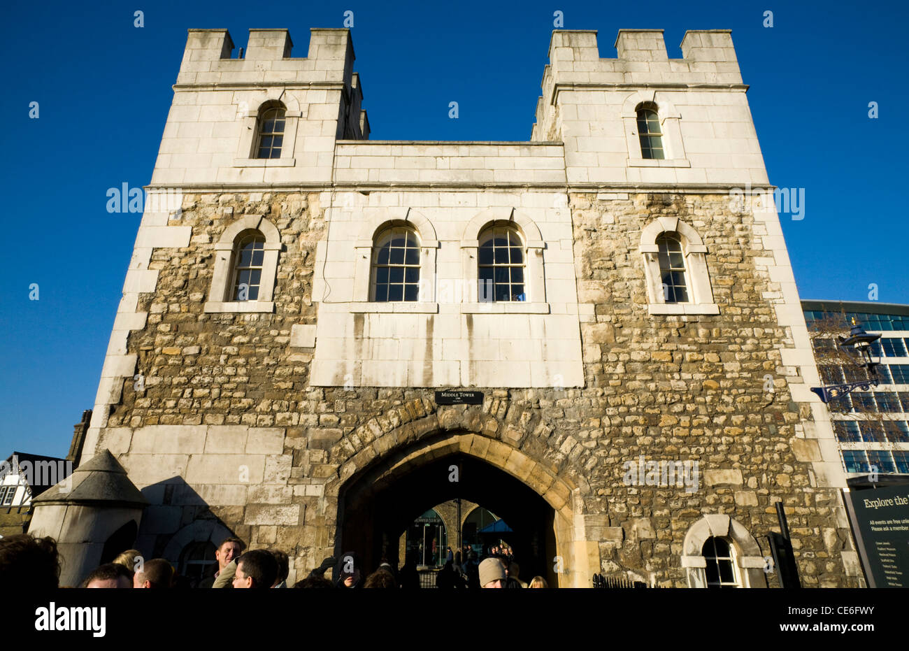 Arched gateway / arch / archway in Middle Tower at the Tower of London ...