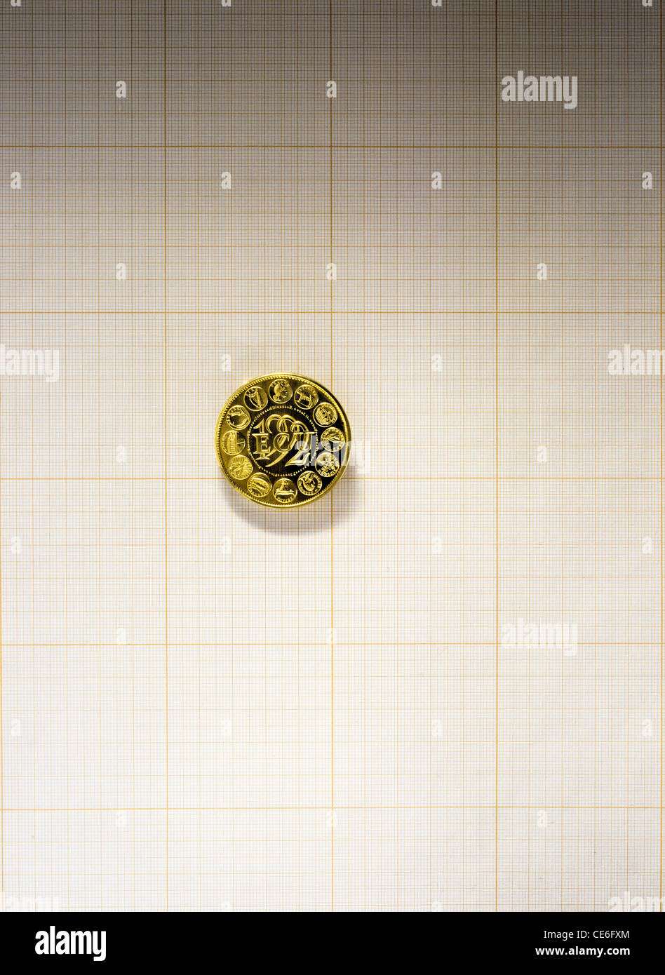 1 FORMER GOLD ECU - European Currency Unit - COIN ON GRAPH PAPER Stock ...