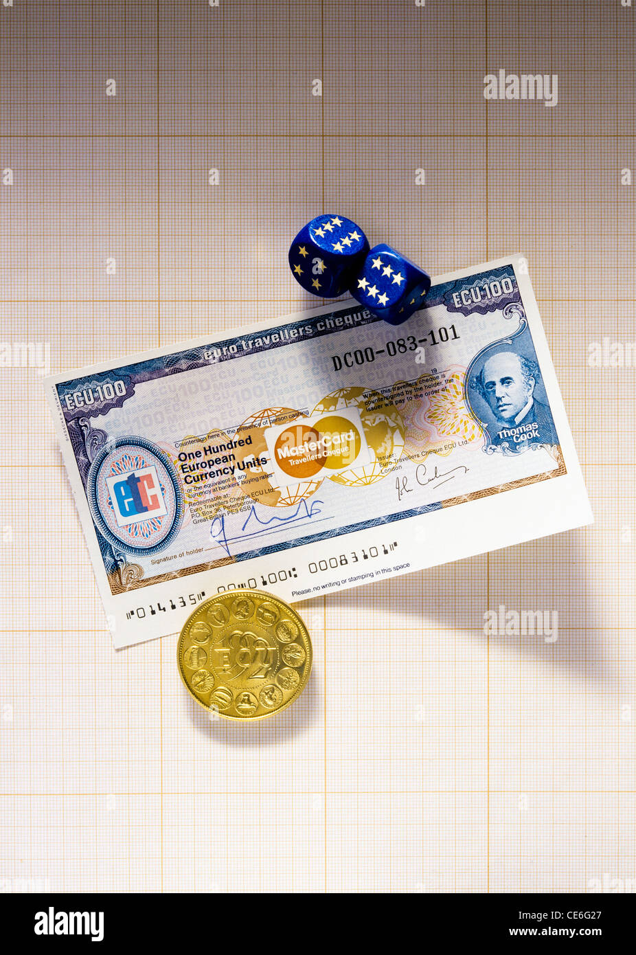 FORMER 100 ECU - European Currency Unit - TRAVELLERS CHEQUE WITH 1 ...