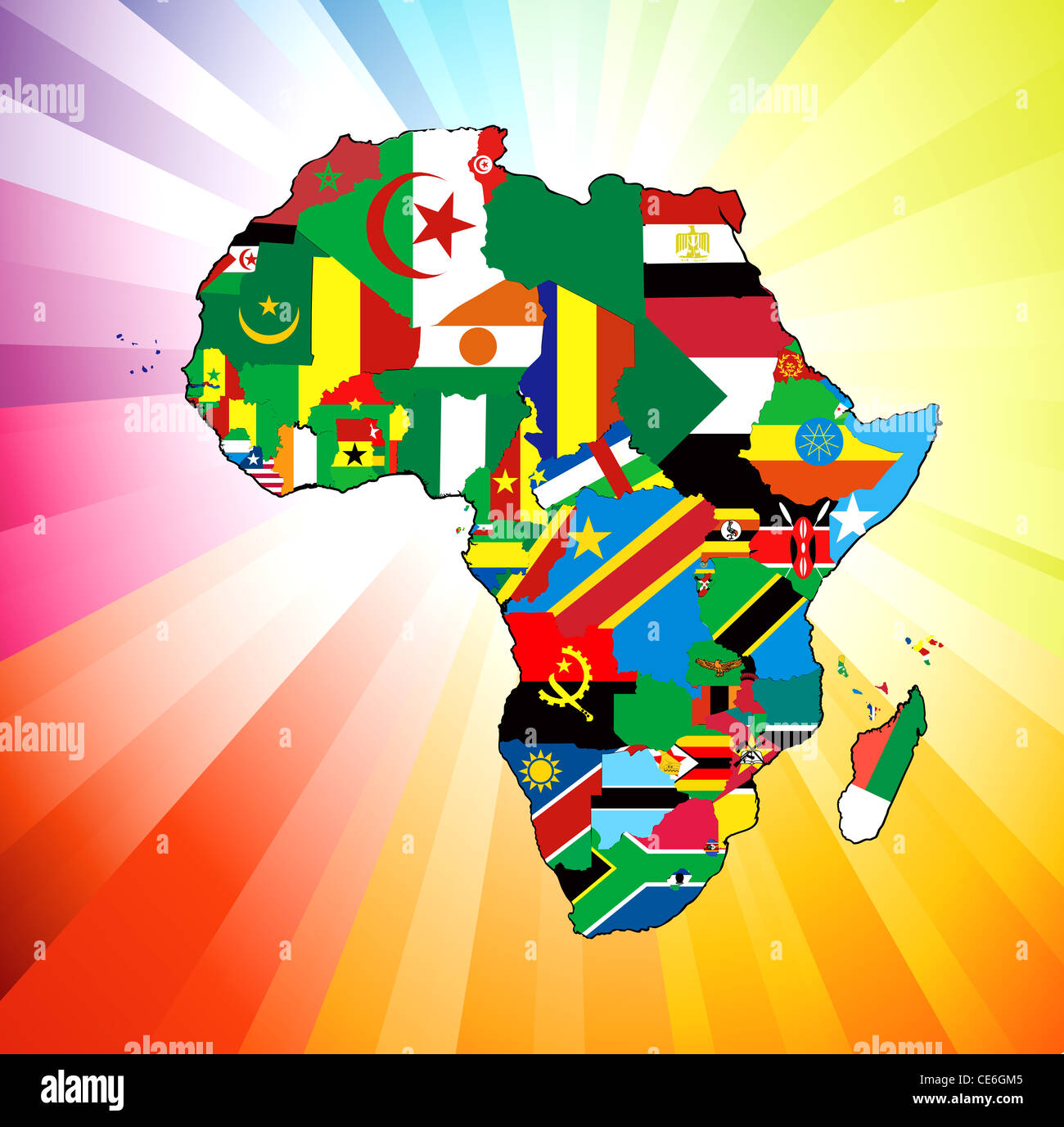 Illustration colorful African continent Stock Photo - Alamy