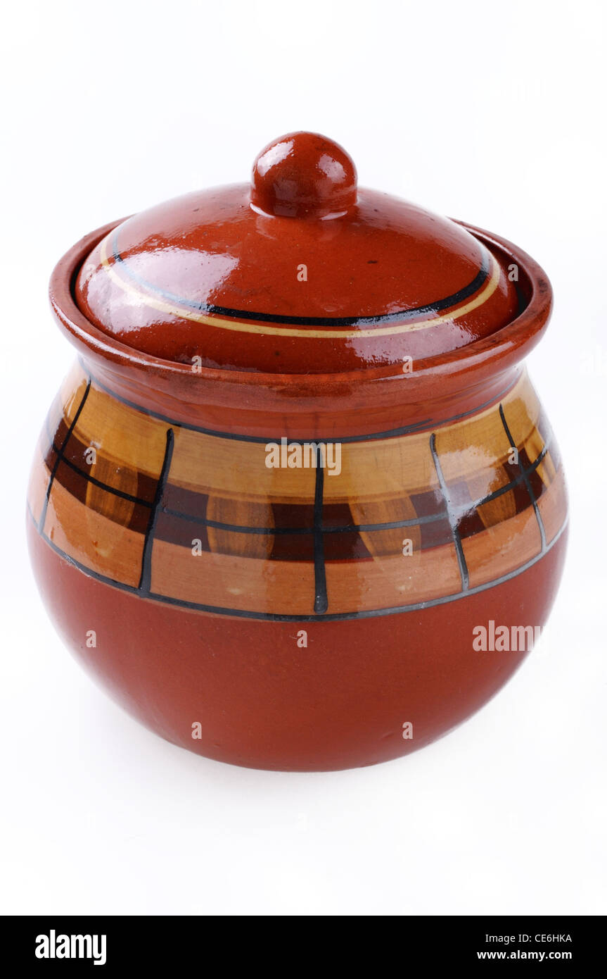 Ceramic pattern pot isolated on white background Stock Photo - Alamy