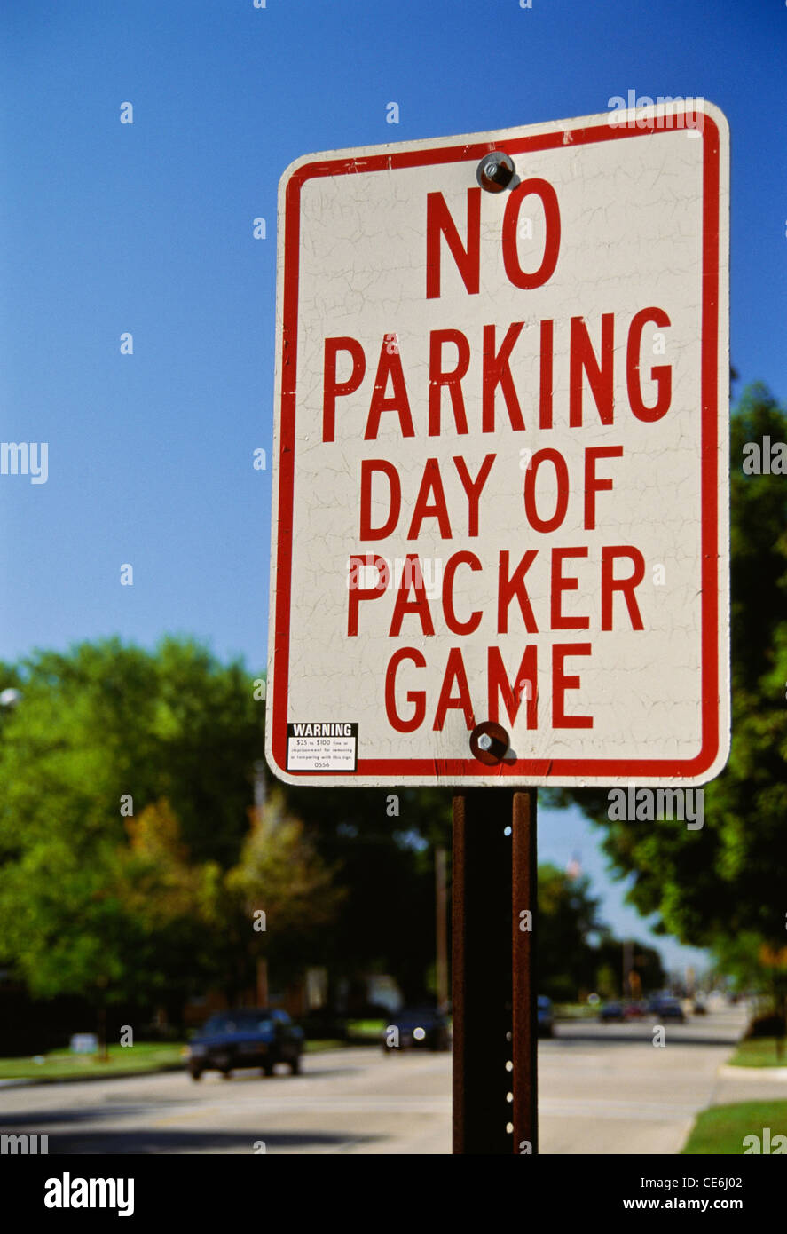 "No Parking Day of Packer Game" Sign in Green Bay, WIsconsin, USA Stock ...