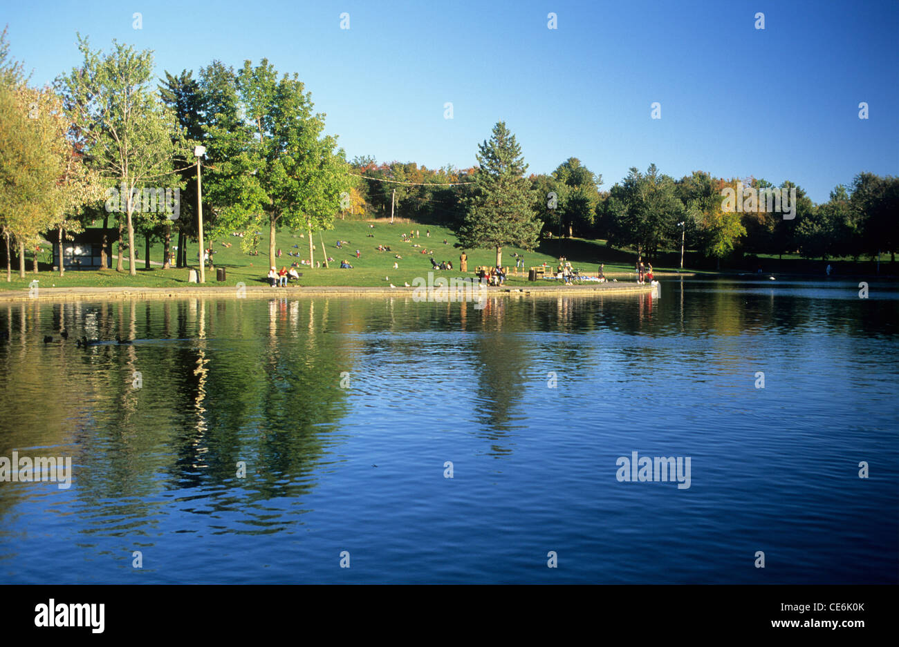 Canada, Montreal, the lake at Parc du Mont Royale a park with great ...