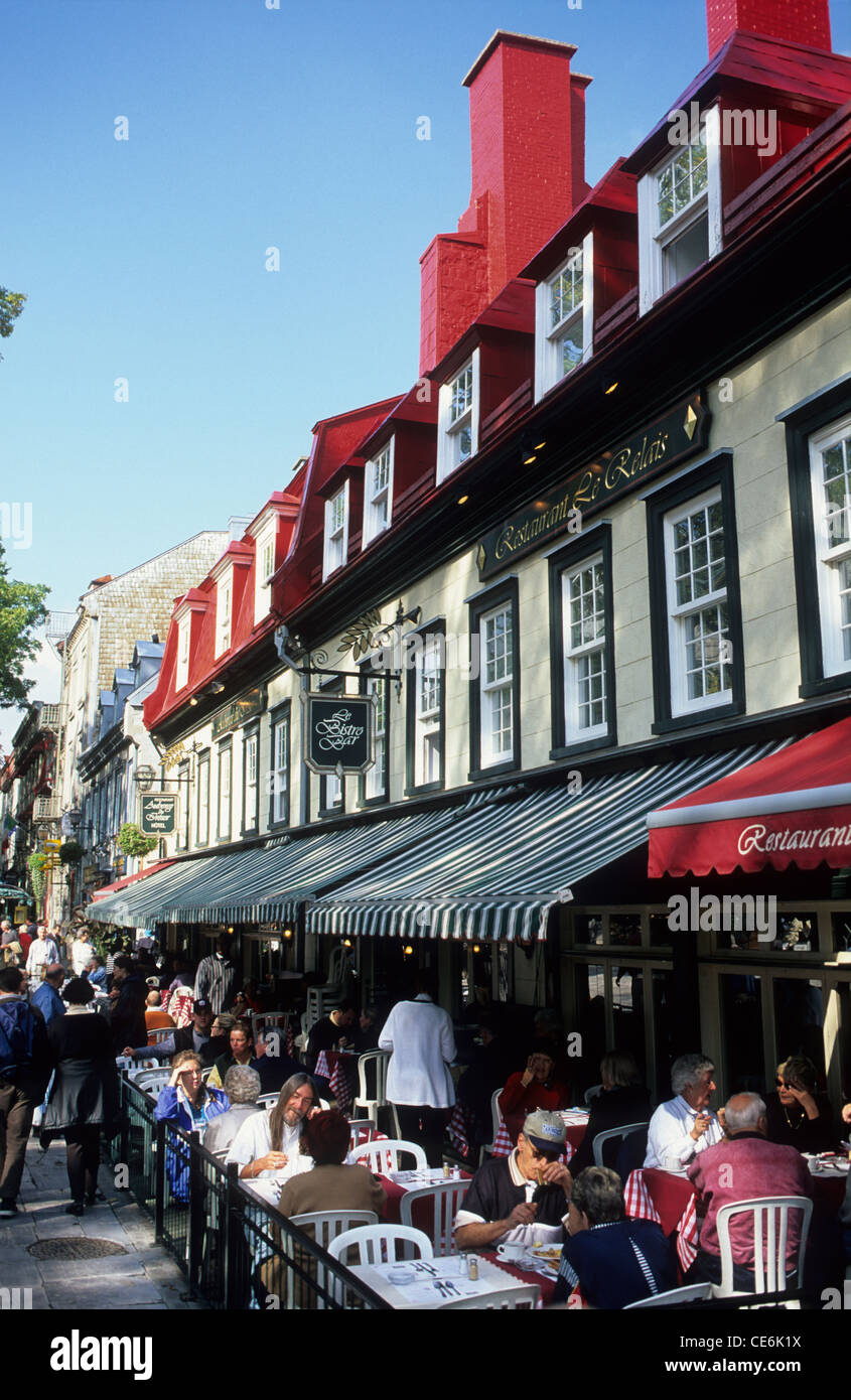 Canada, Quebec, street cafe in old Quebec, the bar L'Emprise Stock ...
