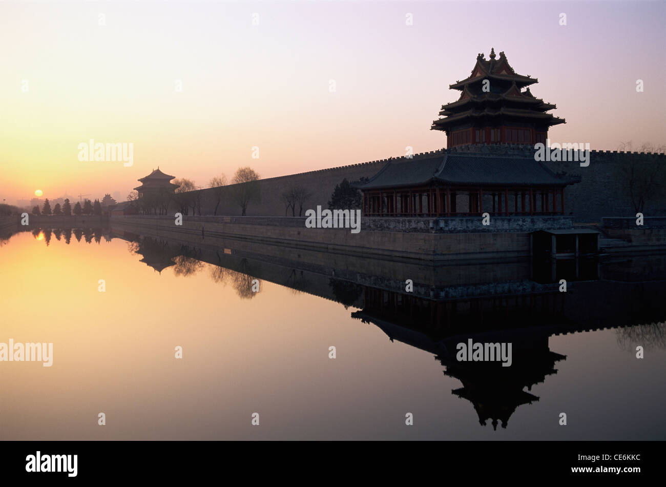 China,Beijing,Sunrise over the Walls of the Forbidden City Stock Photo ...