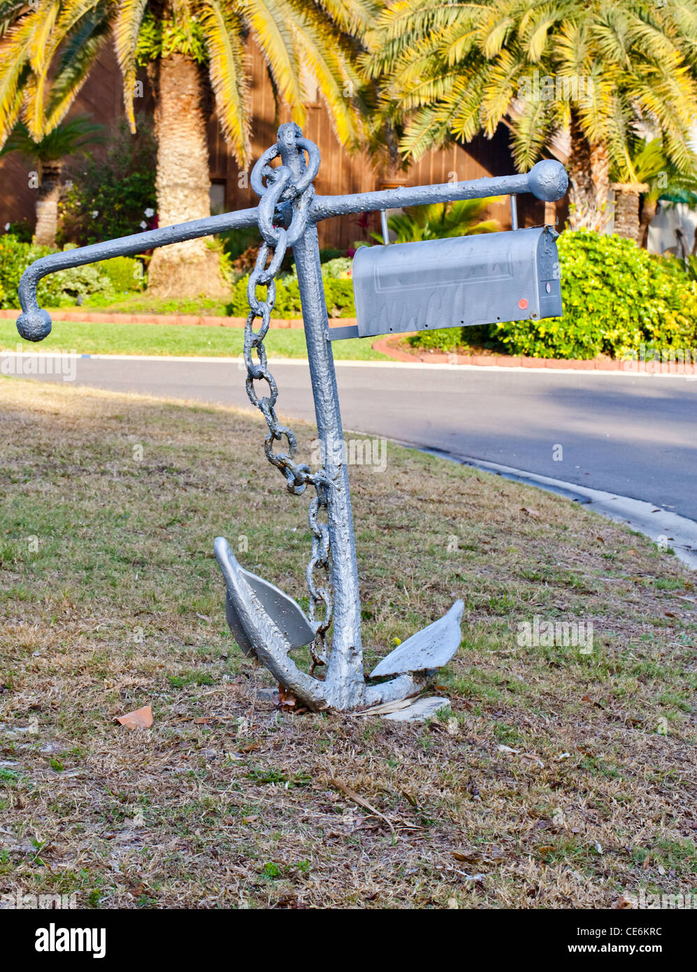 Unusual Large Ships Anchor- Kedge Anchor Mailbox Stock Photo - Alamy