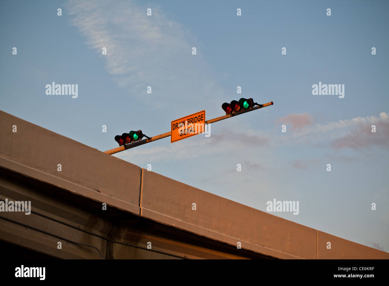Draw Bridge Stop Light Signal on Bridge Stock Photo - Alamy