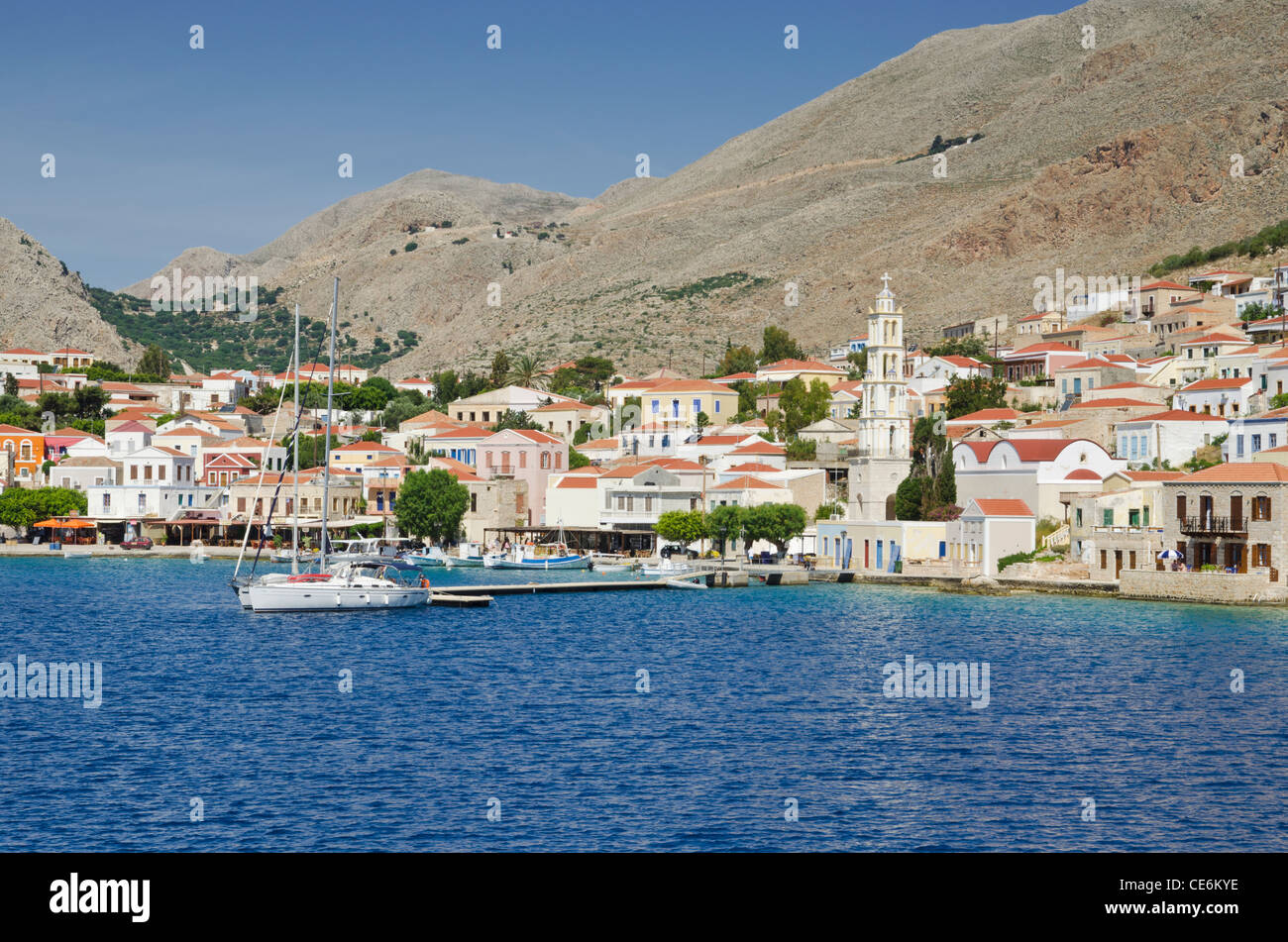 Port town of Emborios in Halki Island, Greece Stock Photo - Alamy