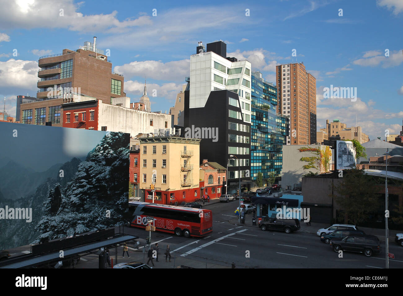 A view of Chelsea architecture from High Line Park, Manhattan, New York ...