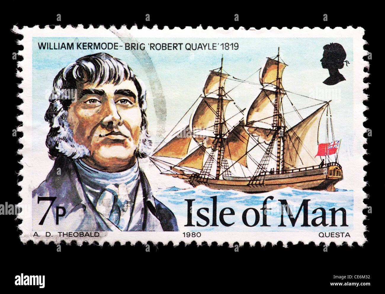 Postage stamp from the Isle of Man depicting William Kermode and the ...
