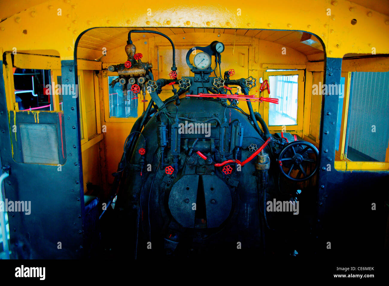 Boiler room of a locomotive steam engine at the National Railway Museum ...