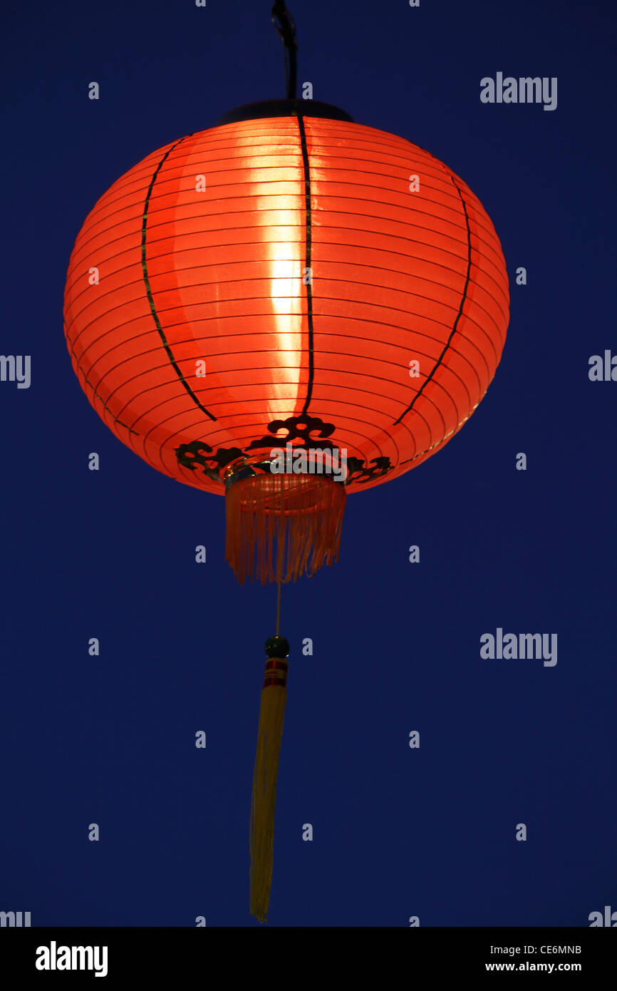 Red lantern glowing at night Stock Photo - Alamy