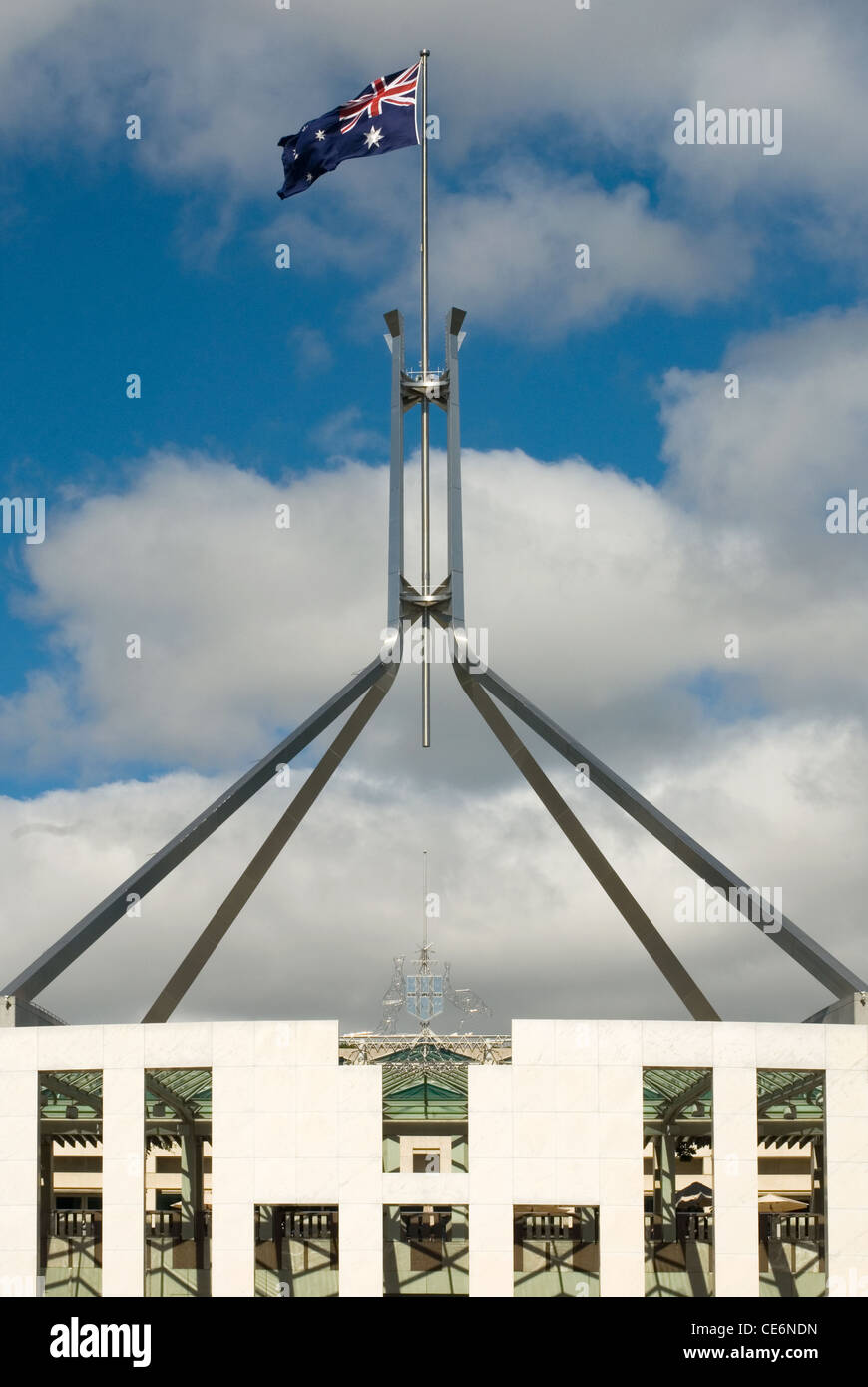 The imposing structure of the flag pole atop Australia's Parliament ...