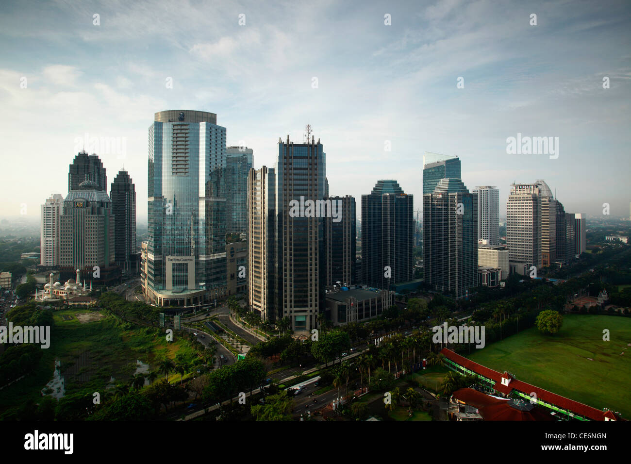 Office buildings and skyscrapers along Jalan Jend Sudirman-Senayan ...