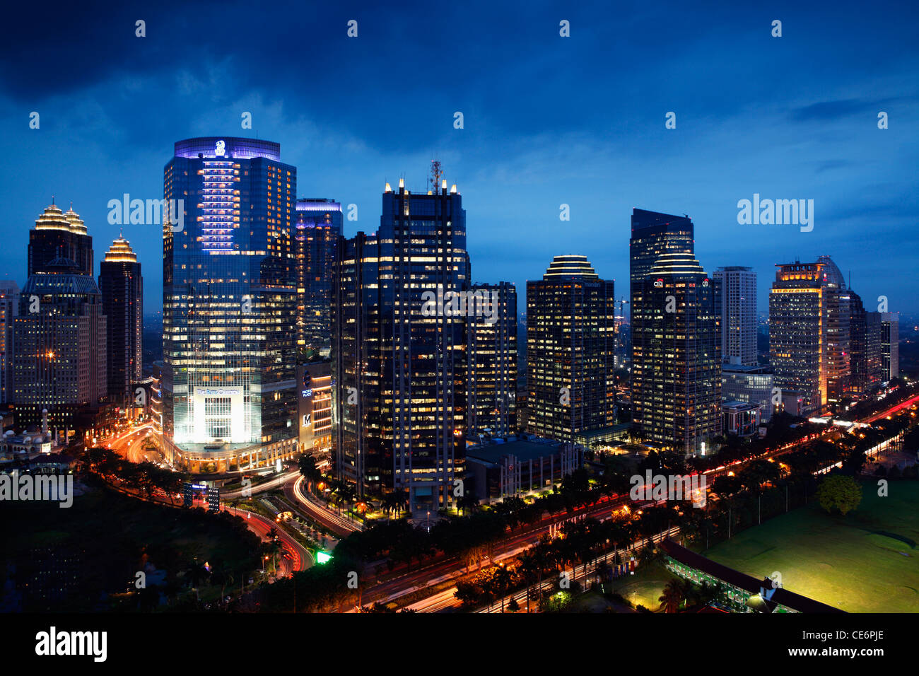 Skyscrapers along jalan jend sudirman senayan hi-res stock photography ...