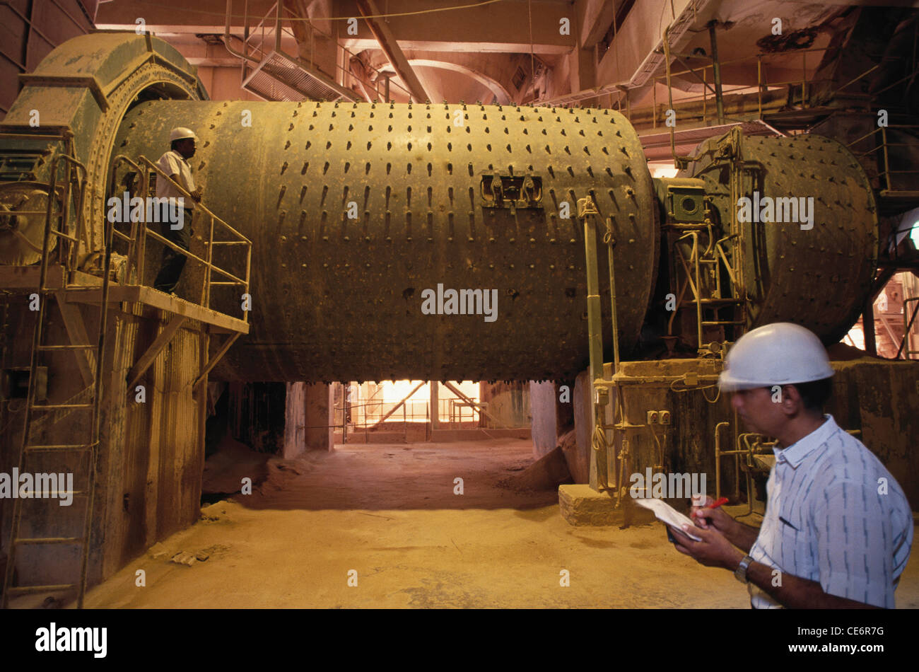 Indian men working in Cement manufacturing plant ; india ; asia Stock ...