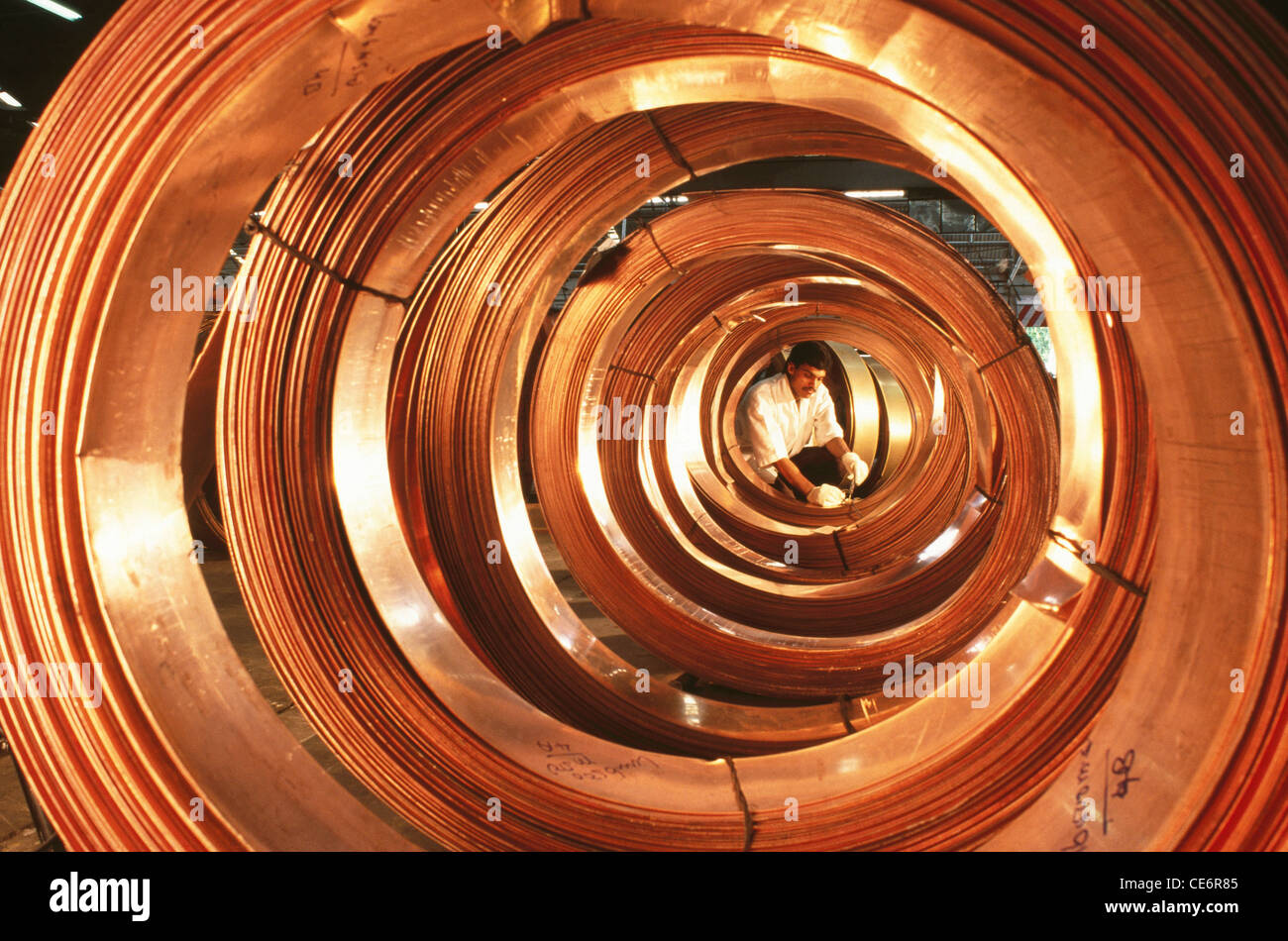Copper coils in factory ; india Stock Photo - Alamy