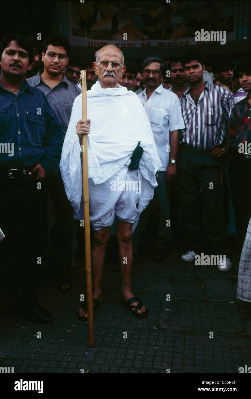 Mahatma Gandhi Standing With Stick