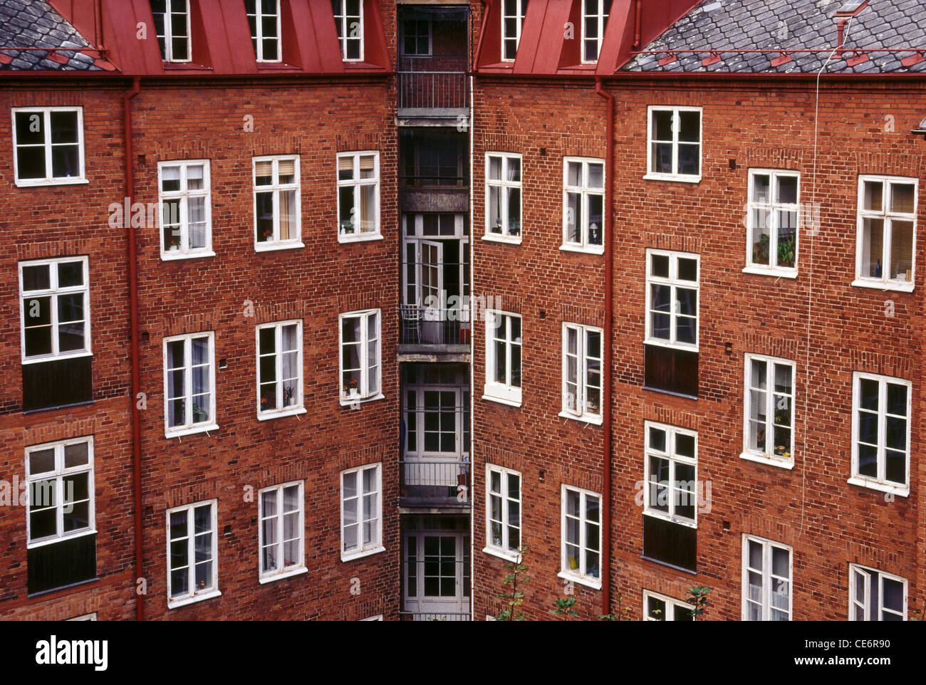 Building balcony and windows ; Copenhagen ; Denmark ; Nordic country ...