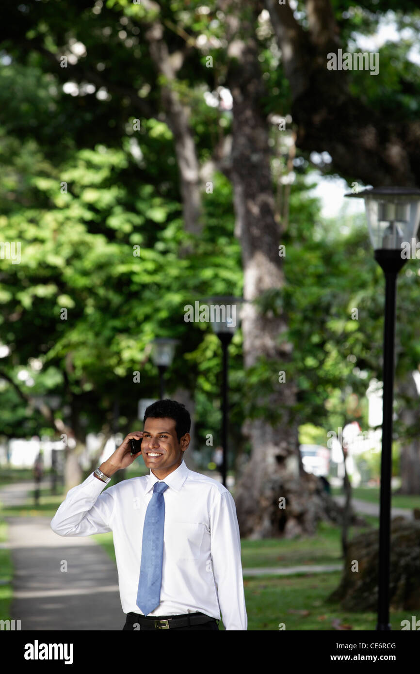 Portrait serene man park talking hi-res stock photography and images ...
