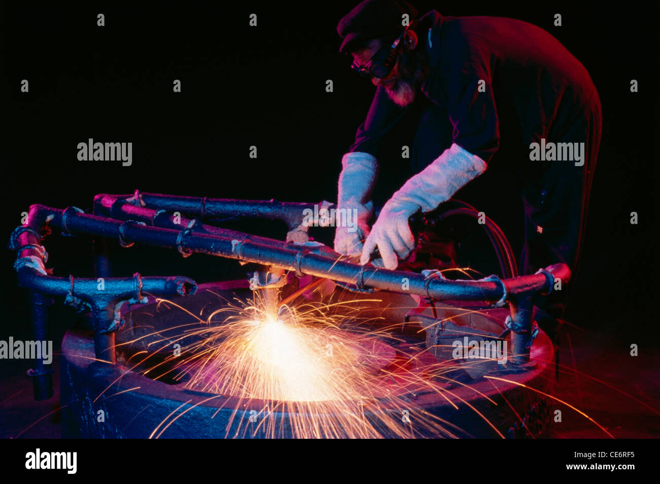 Indian man welding working in engineering workshop ; india ; asia Stock ...