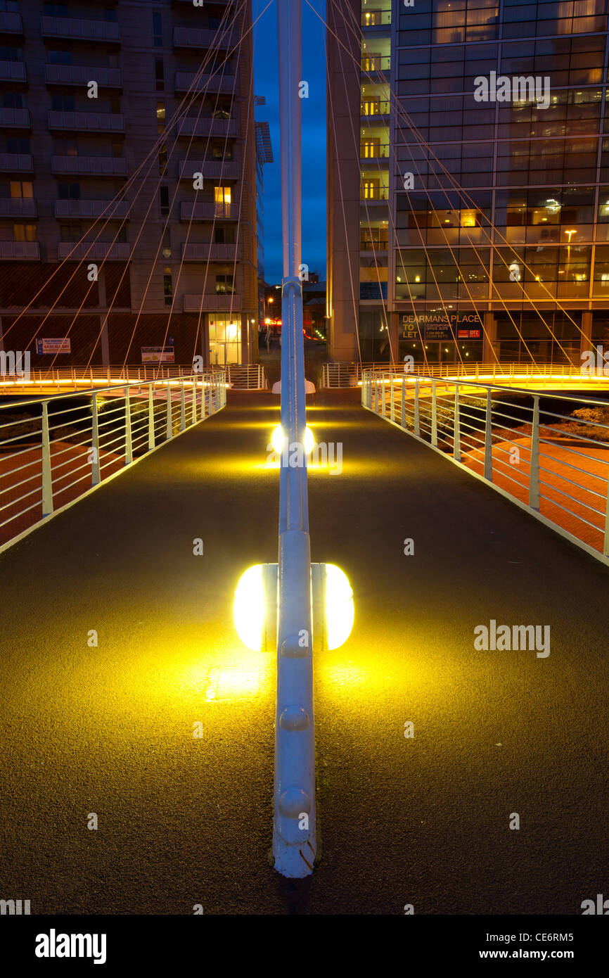 England, Greater Manchester, Manchester. The Trinity Bridge, spanning ...