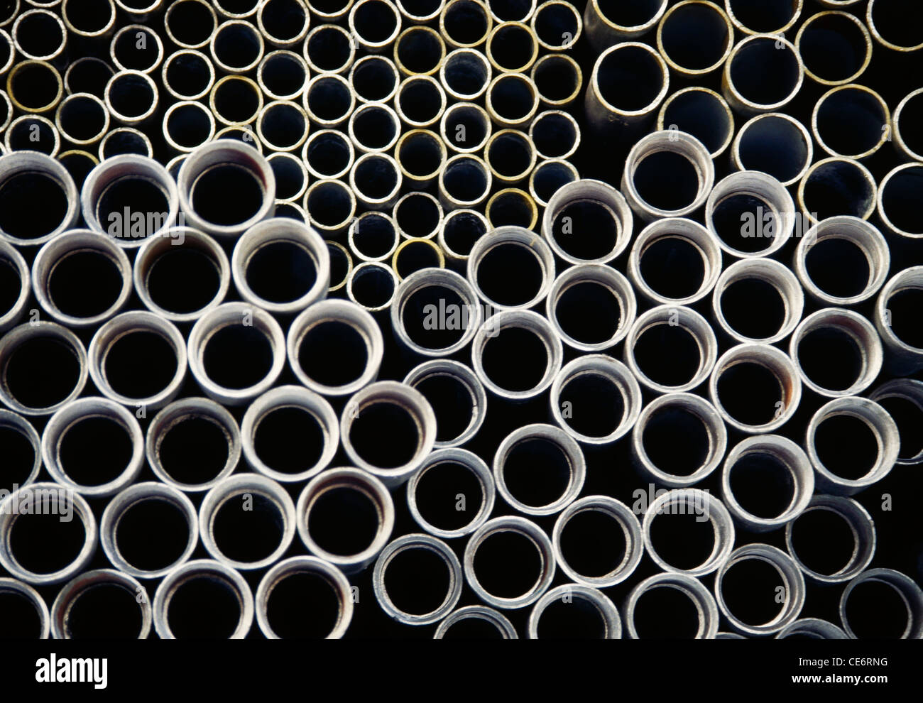 Steel pipes warehouse cross section india Stock Photo - Alamy