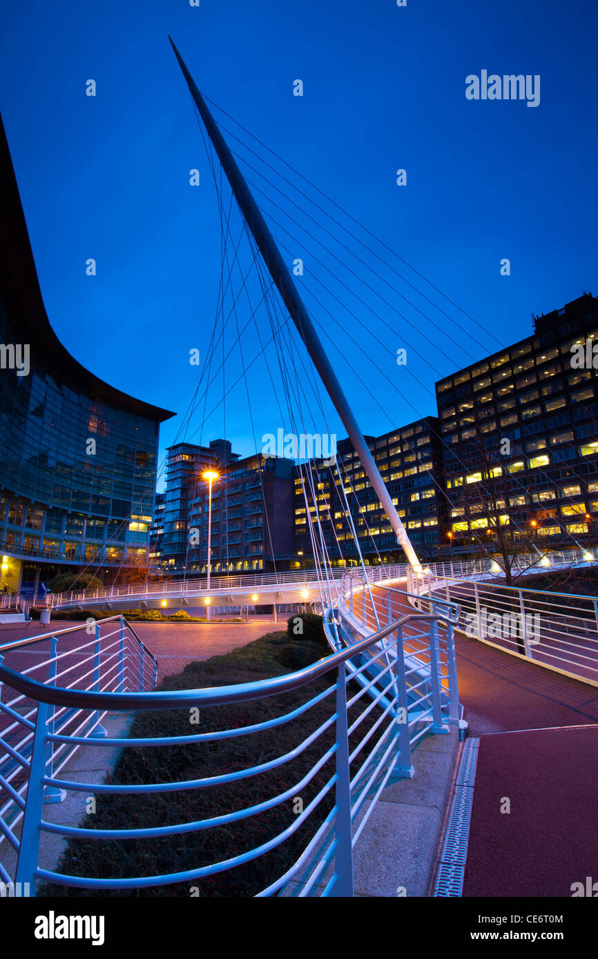 England, Greater Manchester, Manchester. The Trinity Bridge, spanning ...