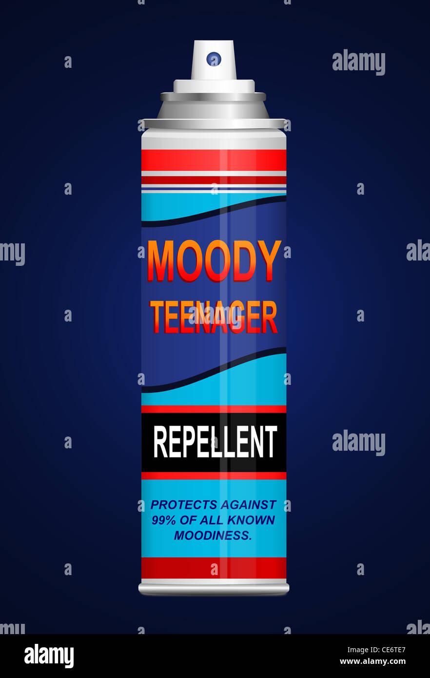Illustration depicting a single aerosol spray can with the words 'moody ...