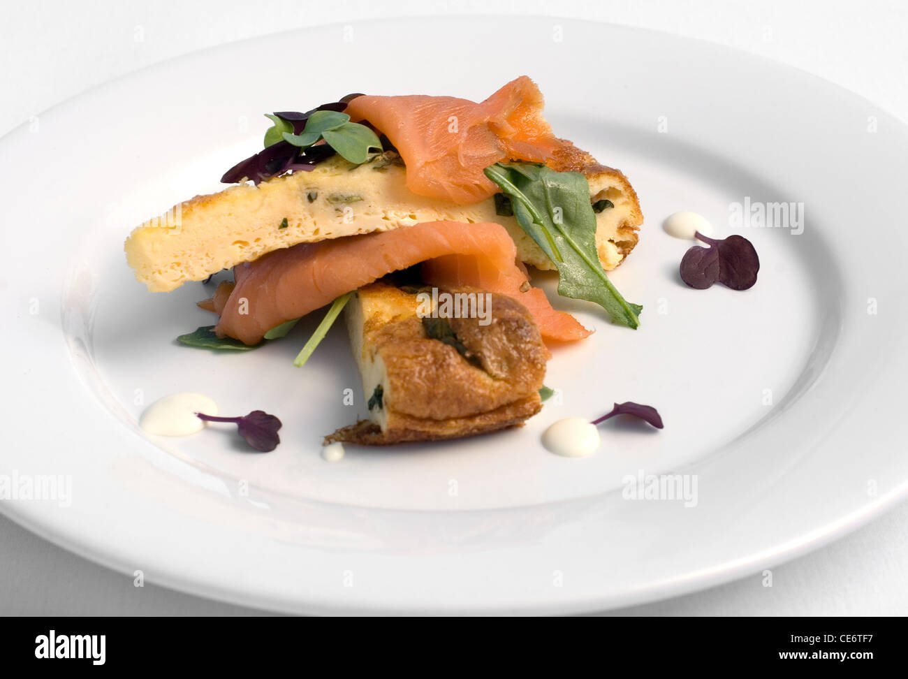 Frittata, served with Smoked Salmon, Rocket, and a Horseradish Cream ...
