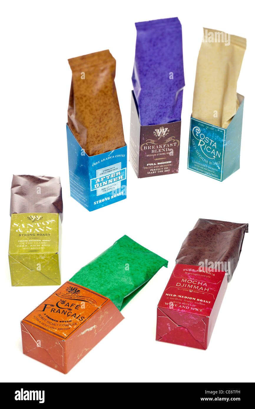 A selection of six different coffees Stock Photo - Alamy